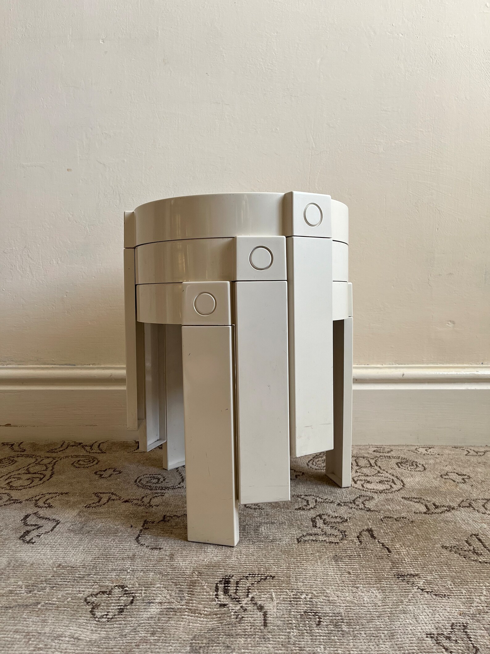 Modernist Stacking Side Table Stools Vintage Mid Century Nesting Tables ...