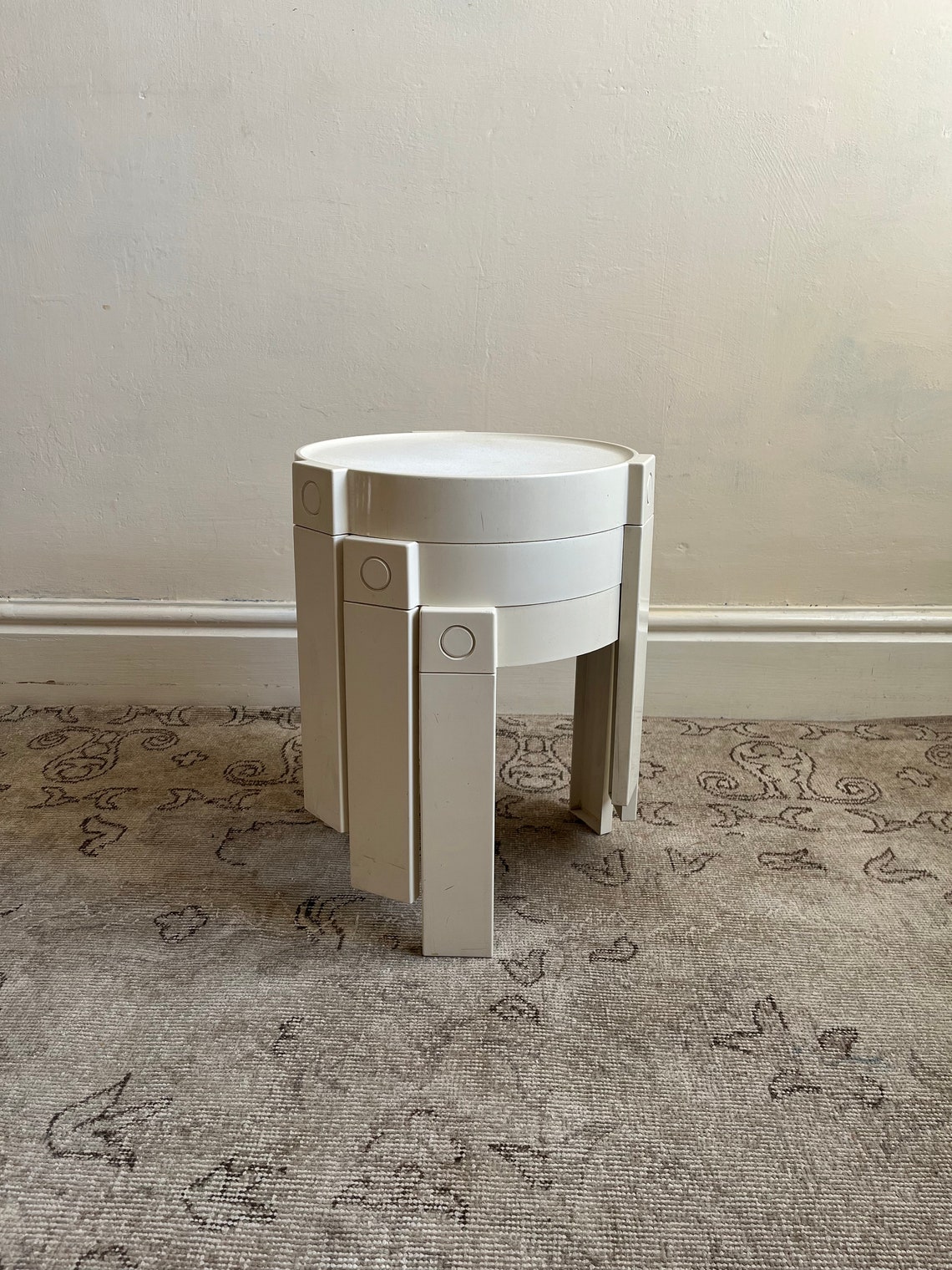 Modernist Stacking Side Table Stools Vintage Mid Century Nesting Tables ...