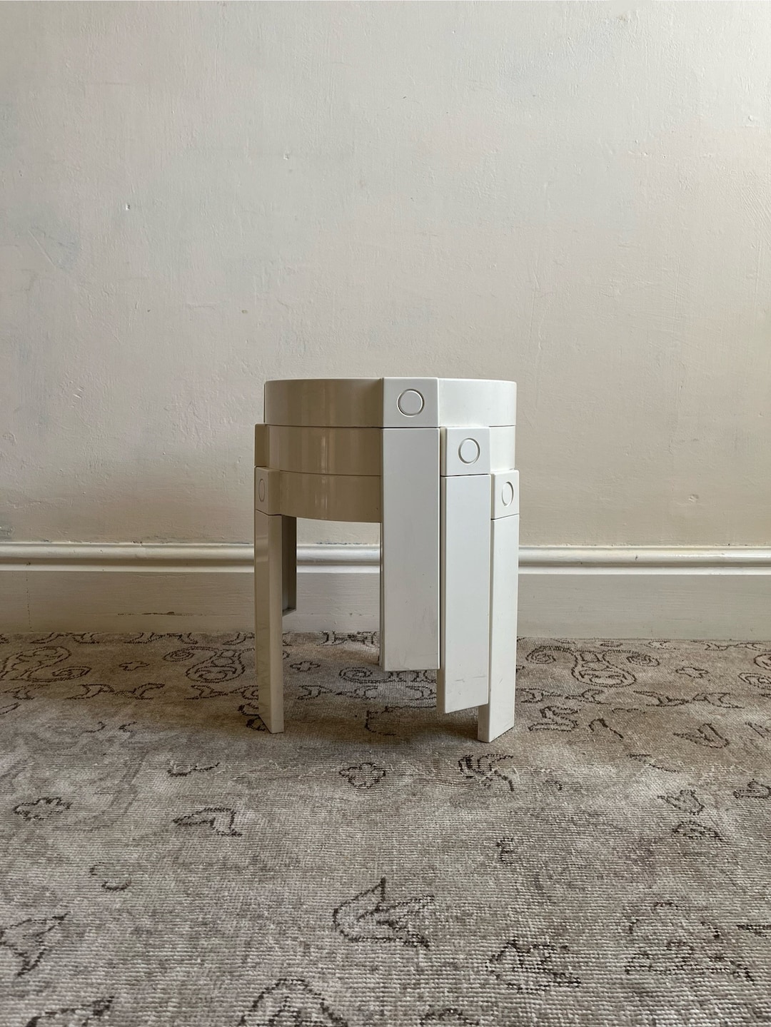 Modernist Stacking Side Table Stools Vintage Mid Century Nesting Tables ...