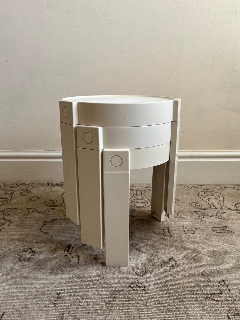 Modernist Stacking Side Table Stools Vintage Mid Century Nesting Tables ...