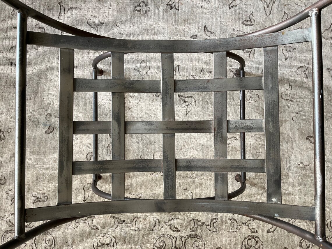 Neoclassical Style Wrought Iron X Frame Stool Artisan Blacksmith Made ...