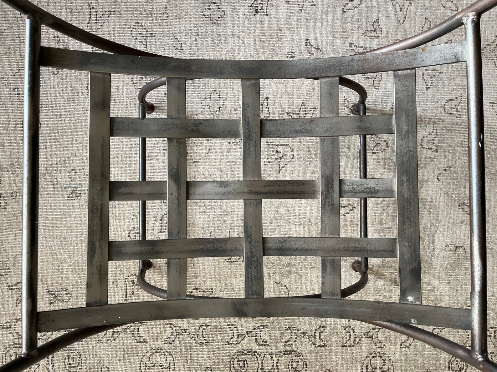 Neoclassical Style Wrought Iron X Frame Stool Artisan Blacksmith Made ...