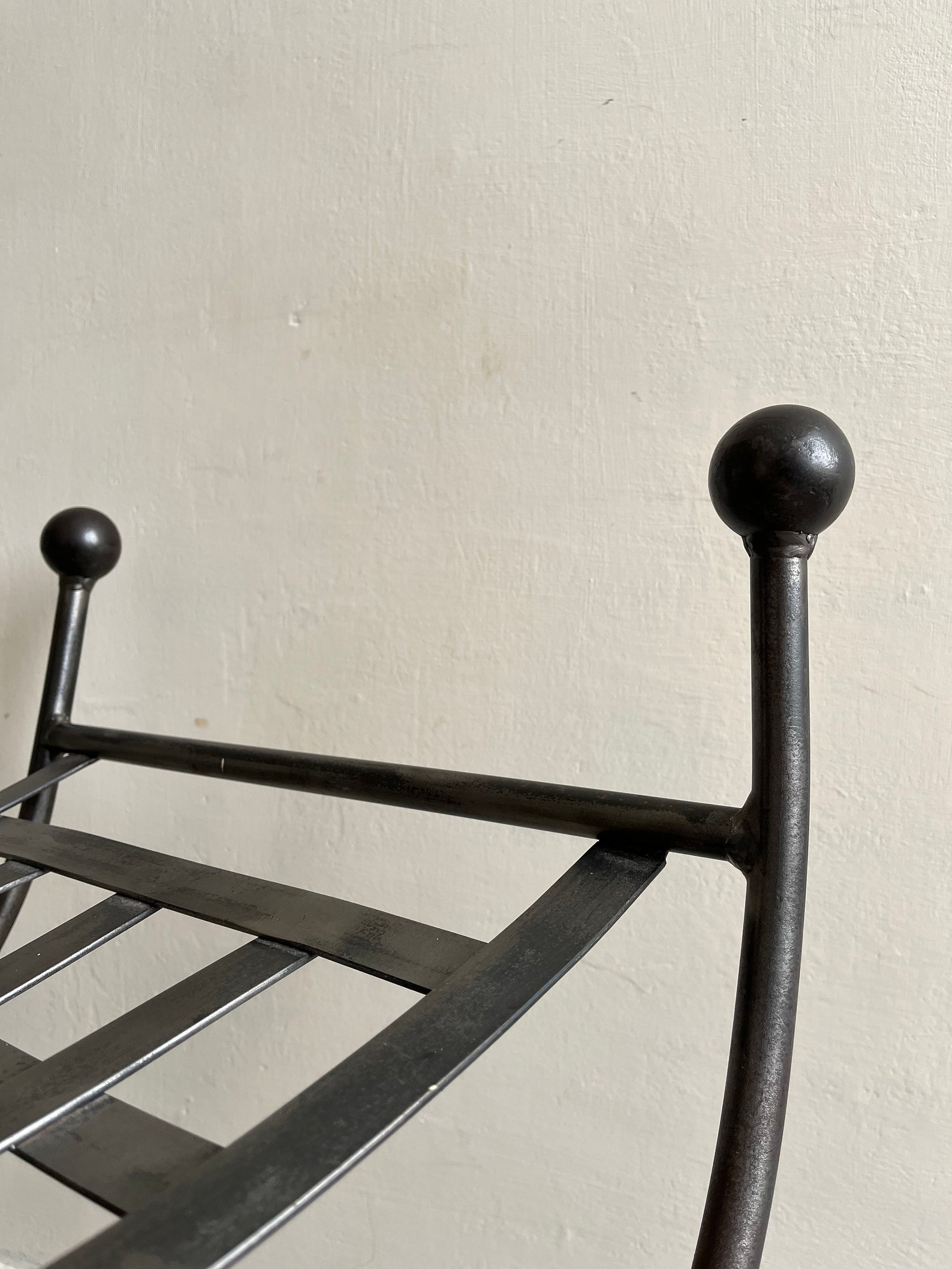 Neoclassical Style Wrought Iron X Frame Stool Artisan Blacksmith Made ...
