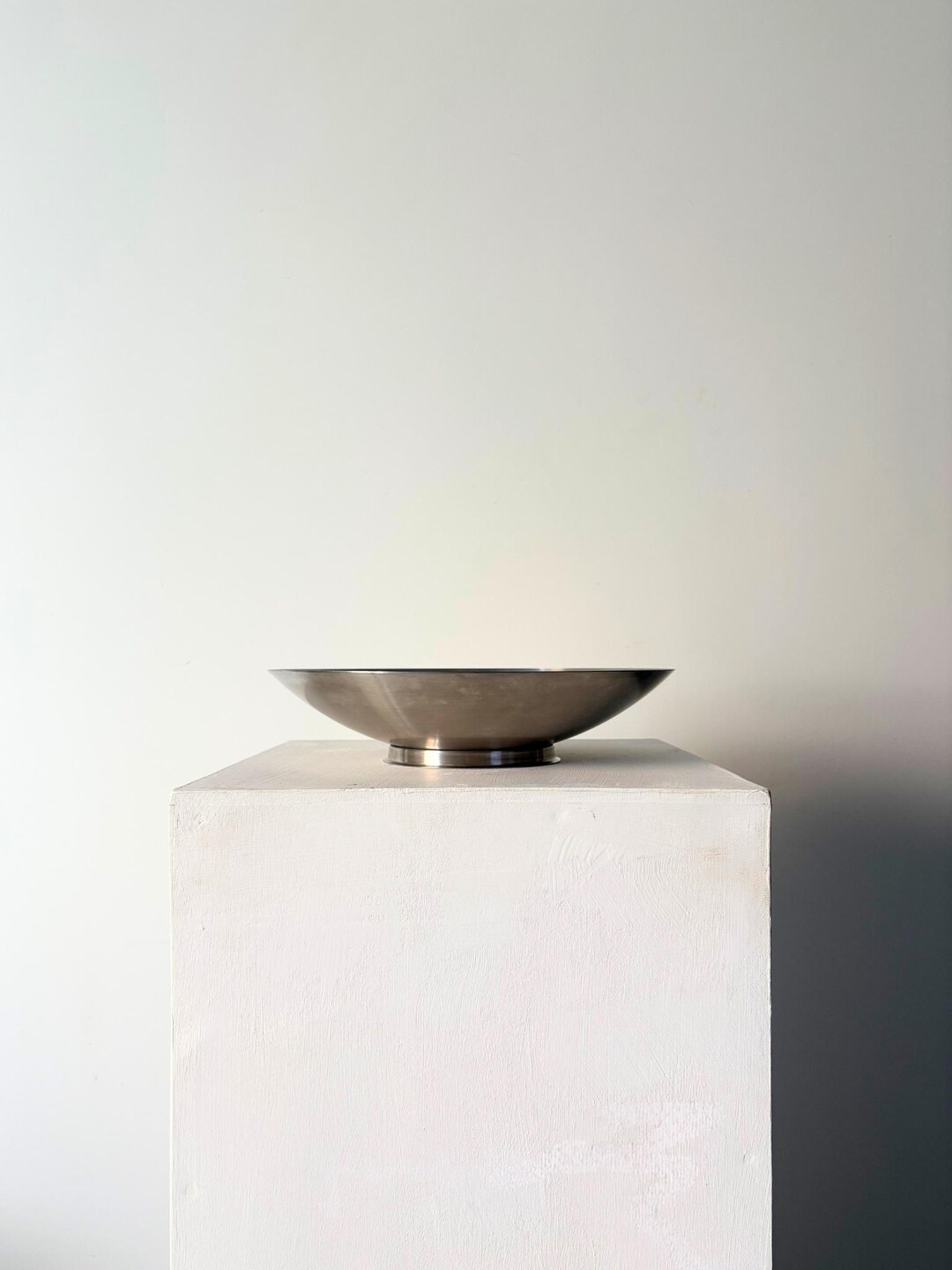Large Minimalist Steel Bowl With Domed Shape, Scandinavian Vintage ...
