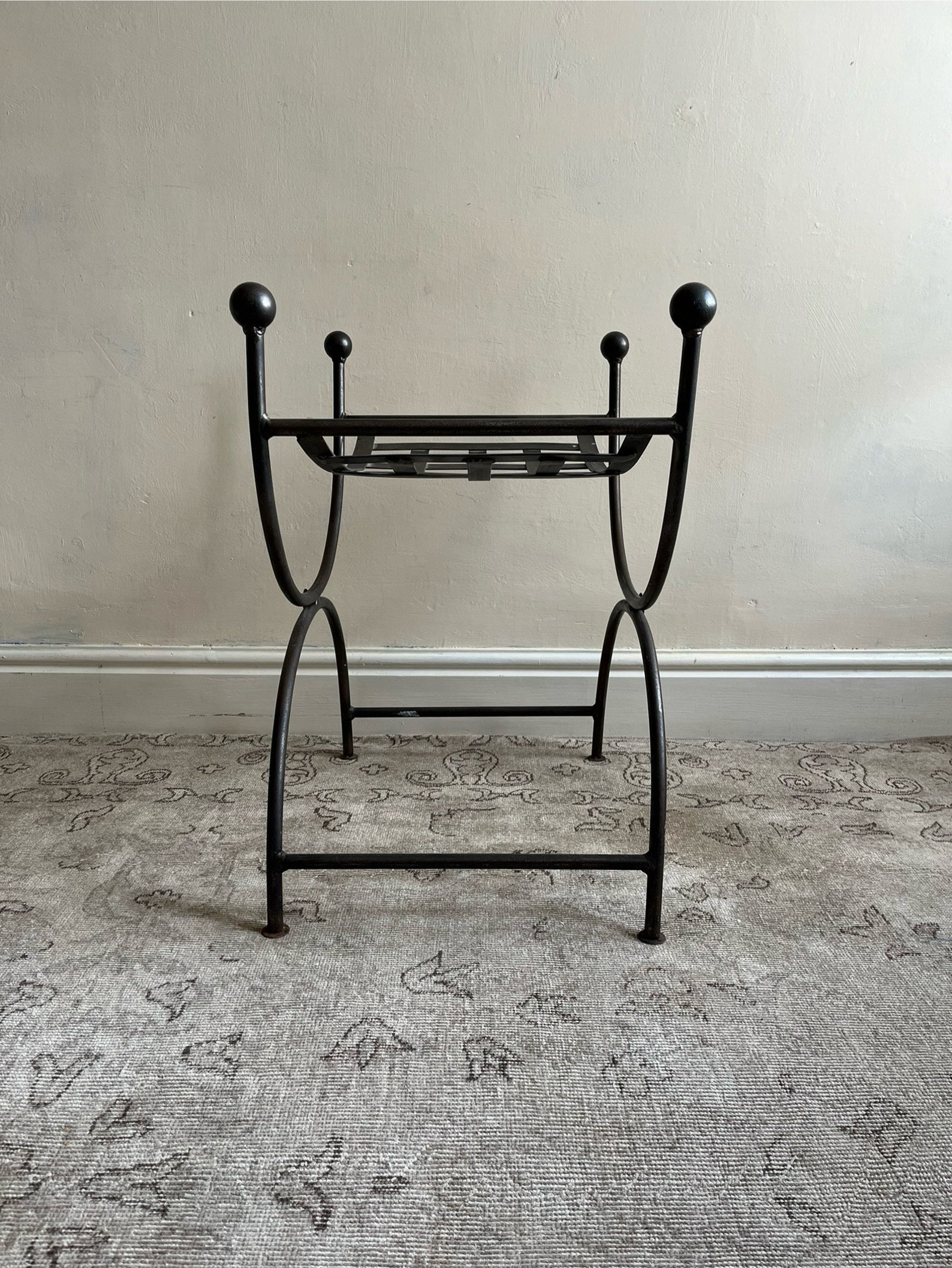 Neoclassical Style Wrought Iron X Frame Stool Artisan Blacksmith Made ...