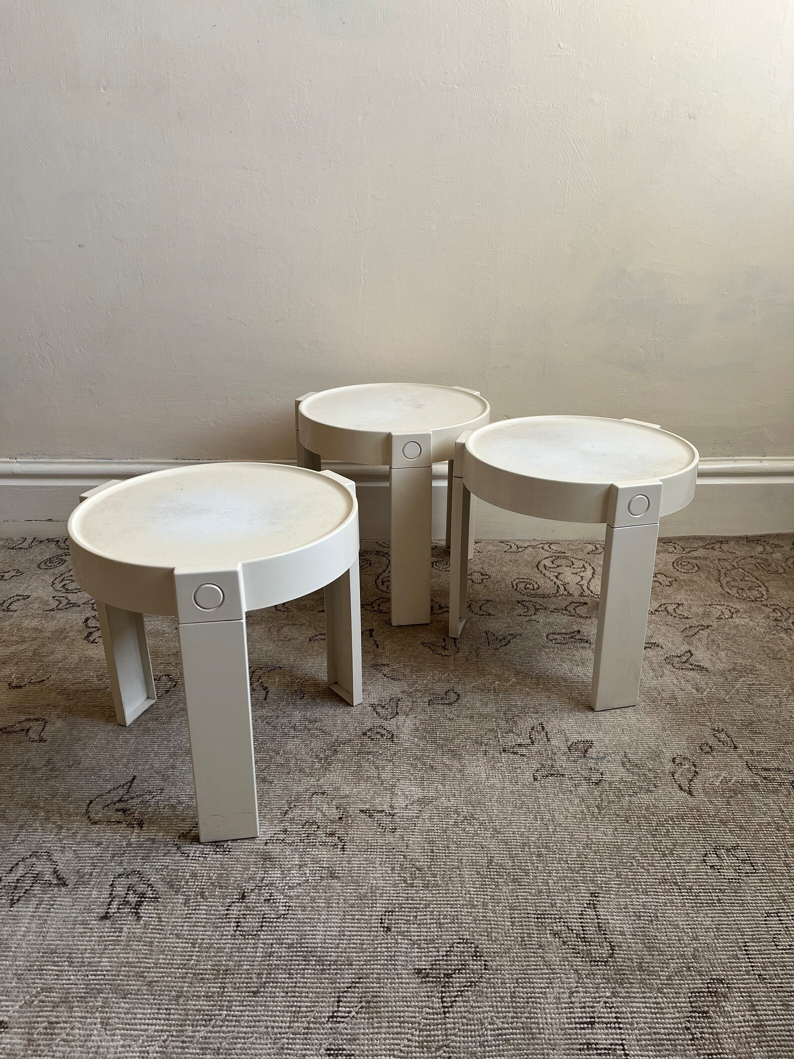 Modernist Stacking Side Table Stools Vintage Mid Century Nesting Tables ...