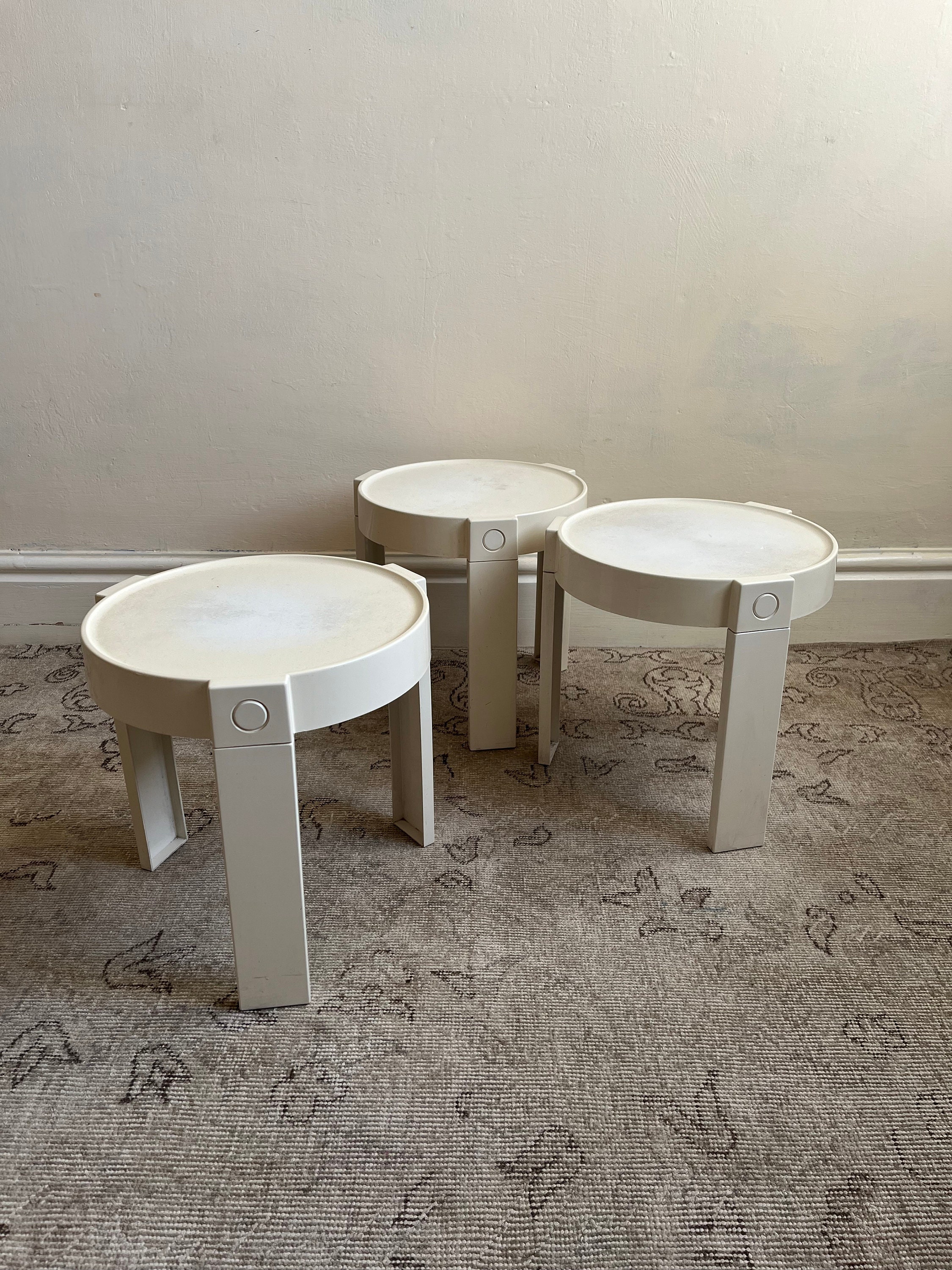 Modernist Stacking Side Table Stools Vintage Mid Century Nesting Tables ...
