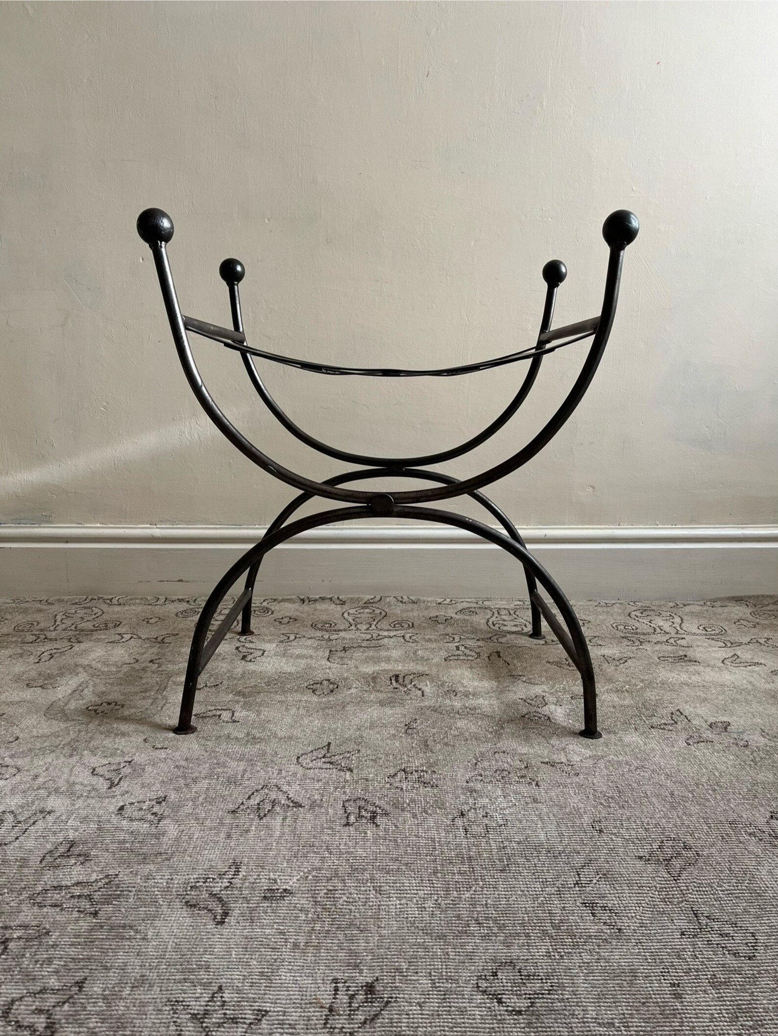 Neoclassical Style Wrought Iron X Frame Stool Artisan Blacksmith Made ...