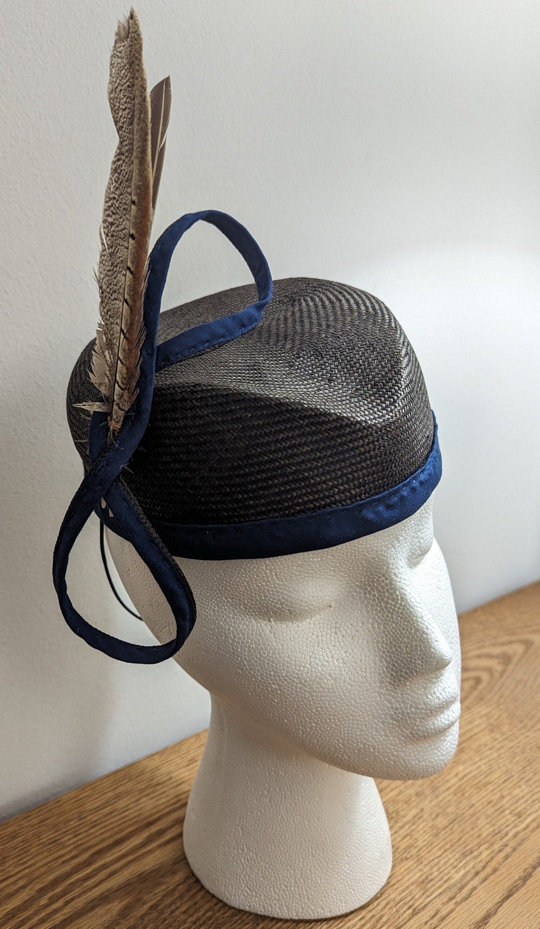 Cocktail Hat/fascinator "maggie" in Brown and Blue With Feathers - Etsy