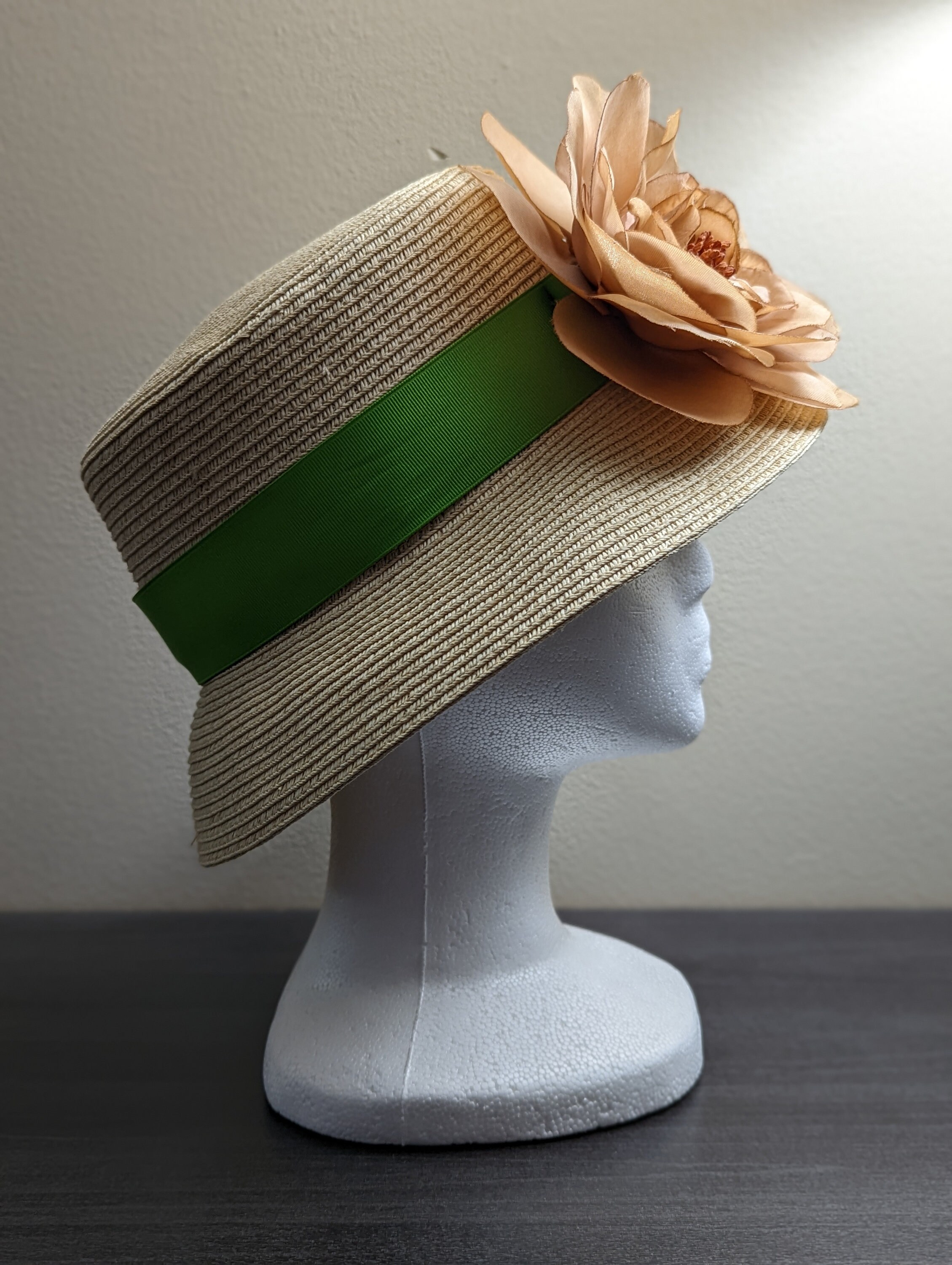 Straw Cloche Hat "christine" With Flower - Etsy