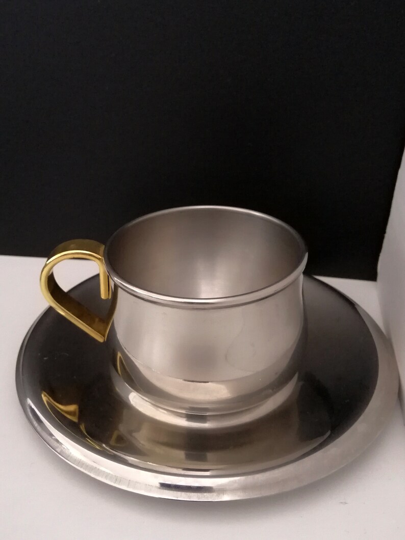 Vintage Inox Espresso Cups and Saucers. Creation by INOXRIV | Etsy