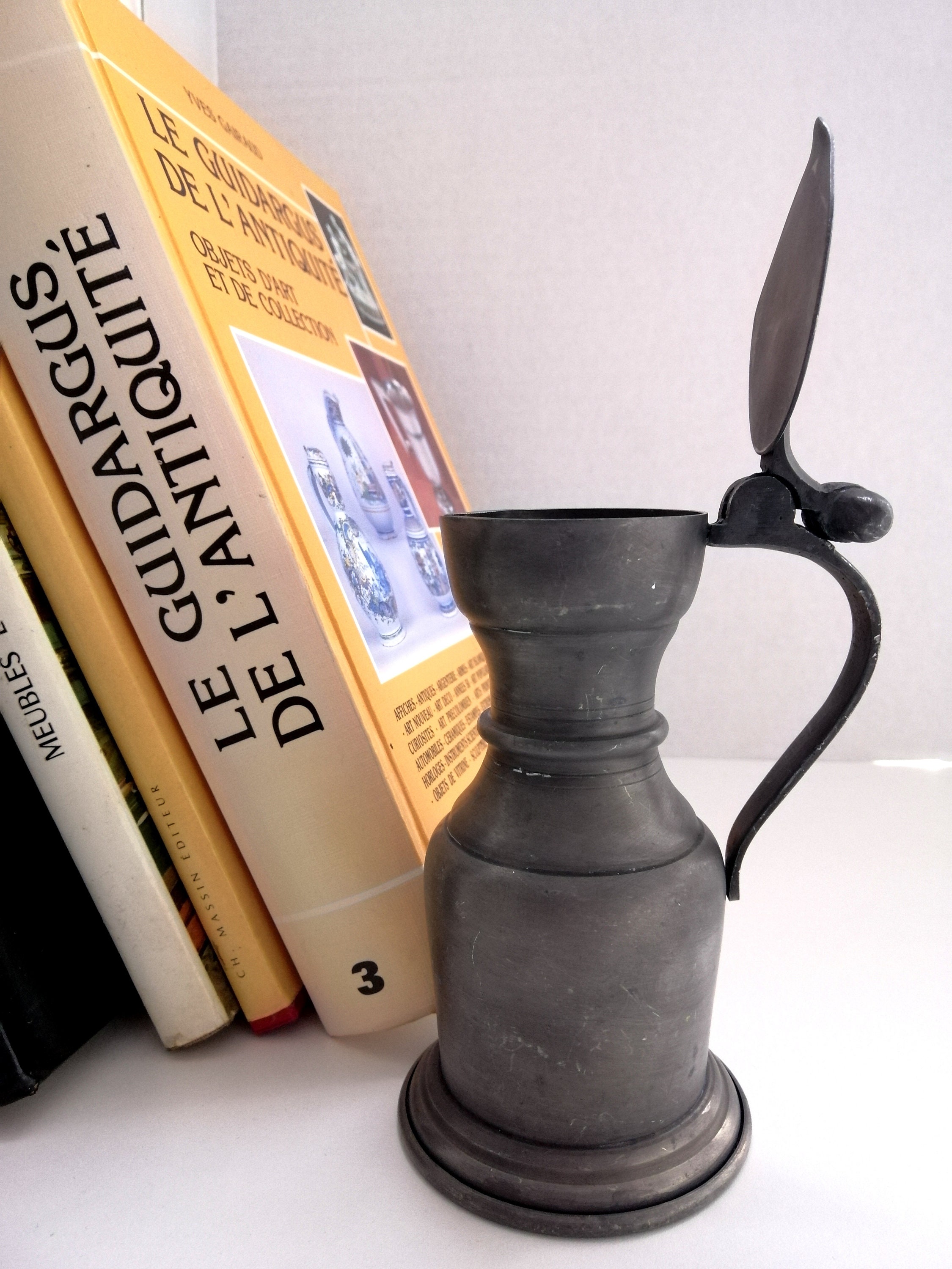 Antique French Pewter Pitcher With Lid - Veritable Etain 95% - Etsy