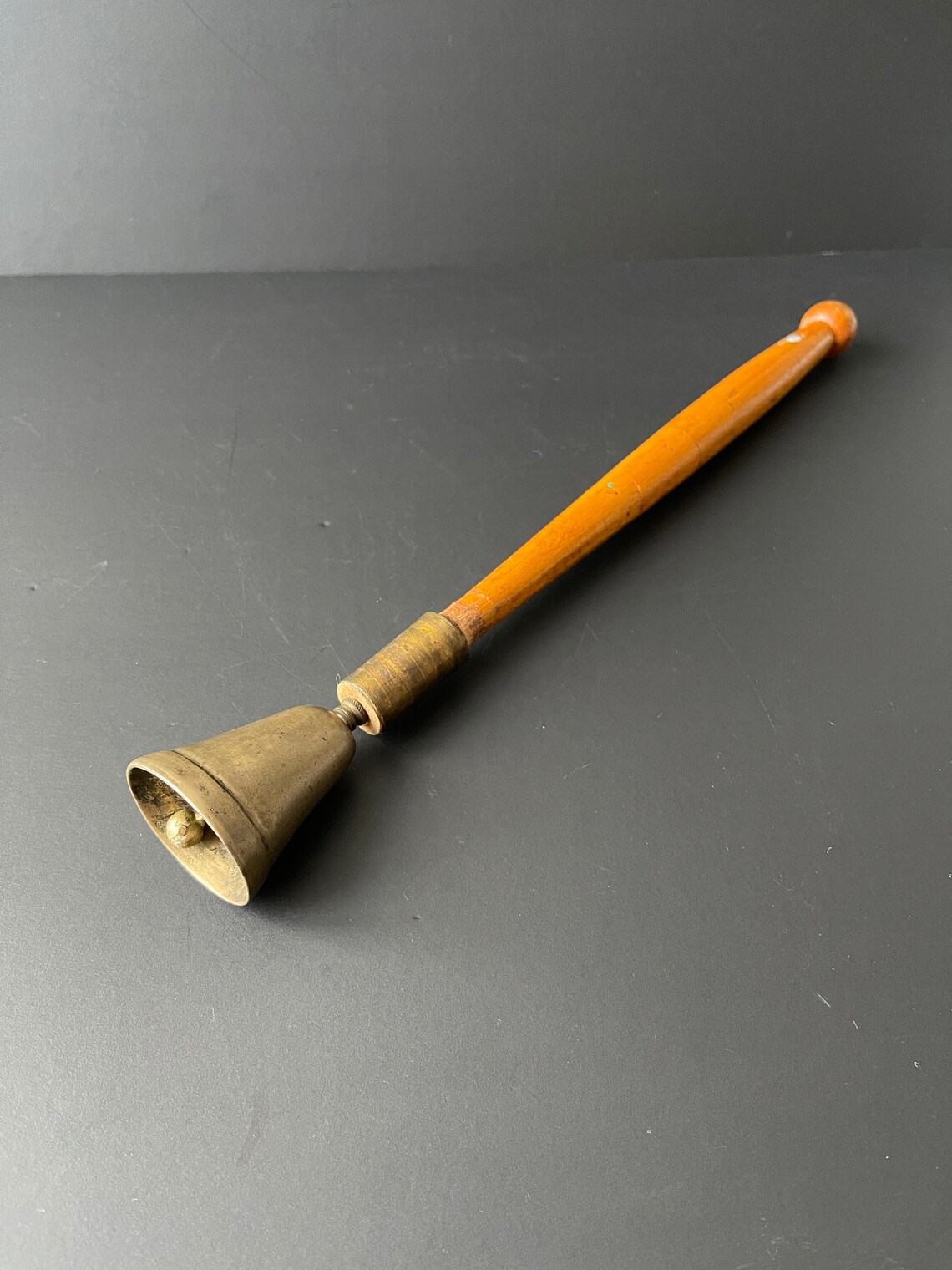 Vintage Brass Hand Bell With Long Wood Handle - Etsy