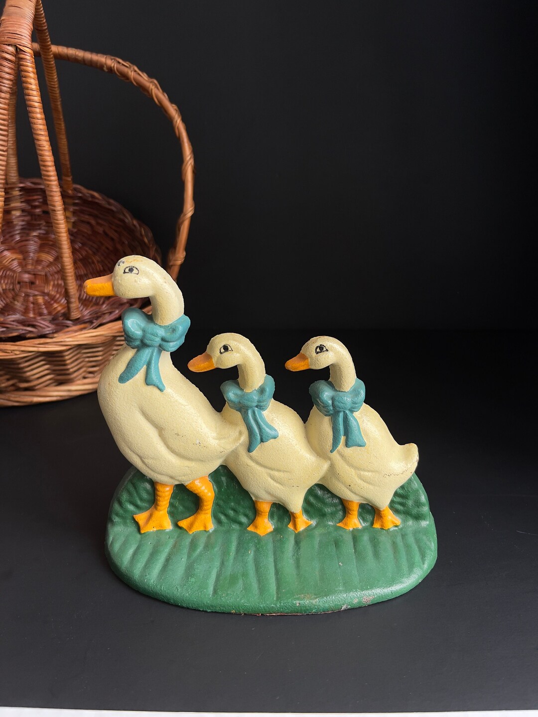 Vintage Heavy Metal Door Stopper in Duck Figure. Retro Cast Iron Duck ...