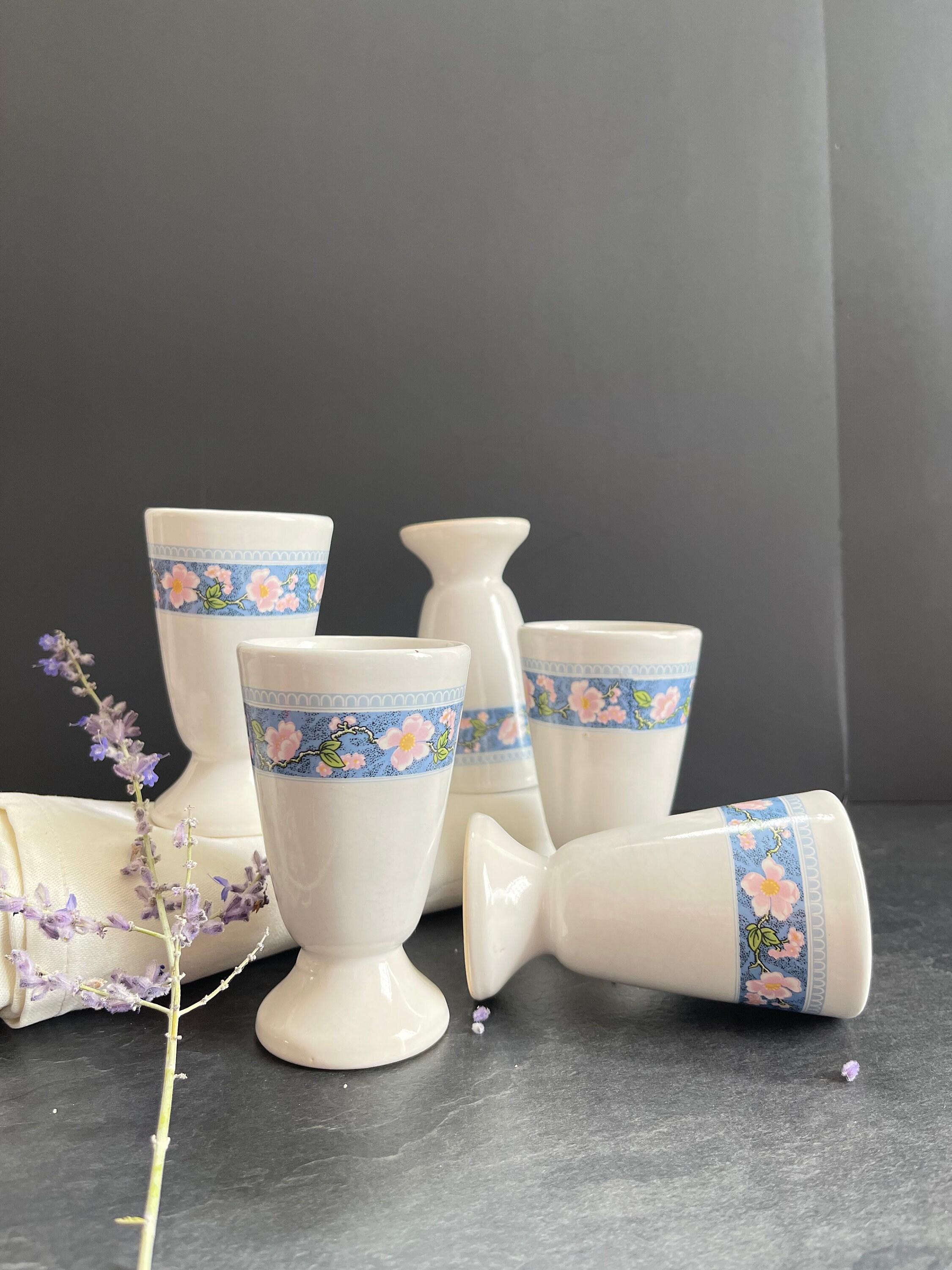 Set of 5 Vintage Earthenware Mazagran Cup. Ceramic Retro Cups. Fashion ...