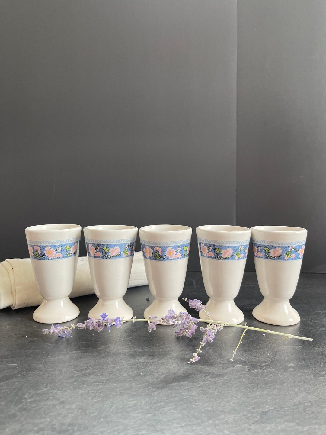 Set of 5 Vintage Earthenware Mazagran Cup. Ceramic Retro Cups. Fashion ...