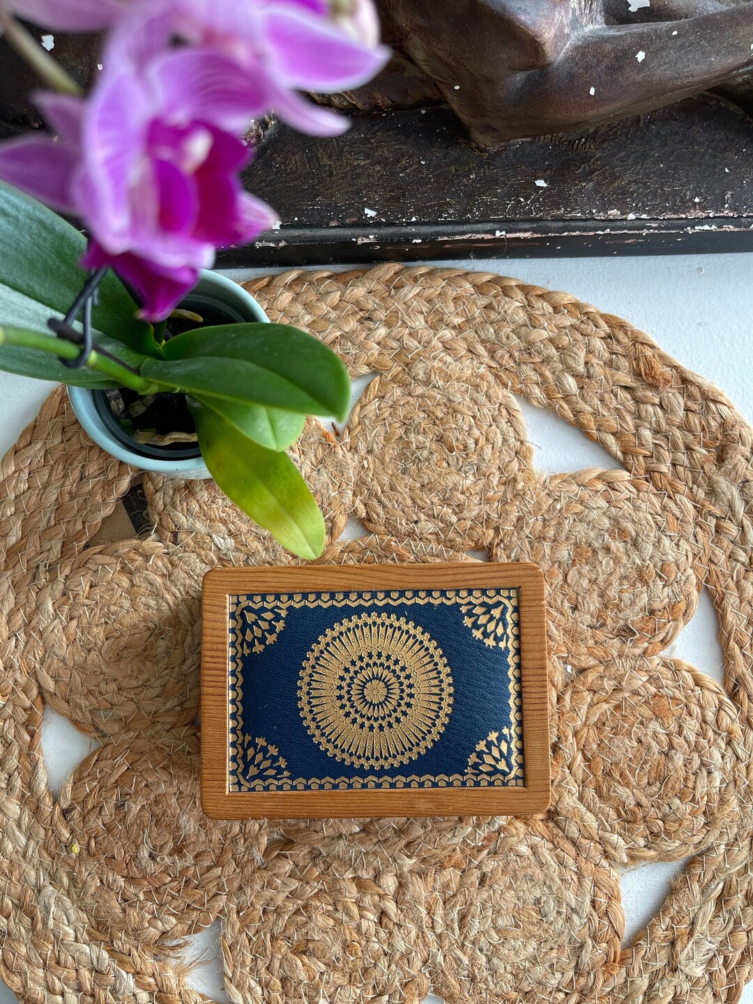 Royal Blue Large Match Box,golden Ornate Leather and Wood Box. Modele ...