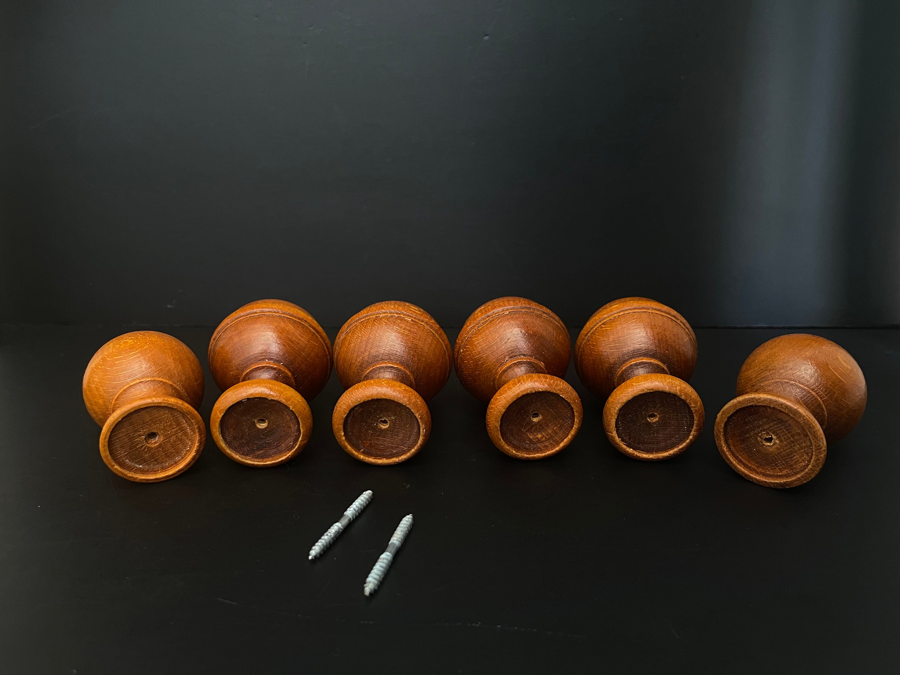Vintage Wooden Curtain Rod Finials, Perfect Round Curtain Rod Ends ...