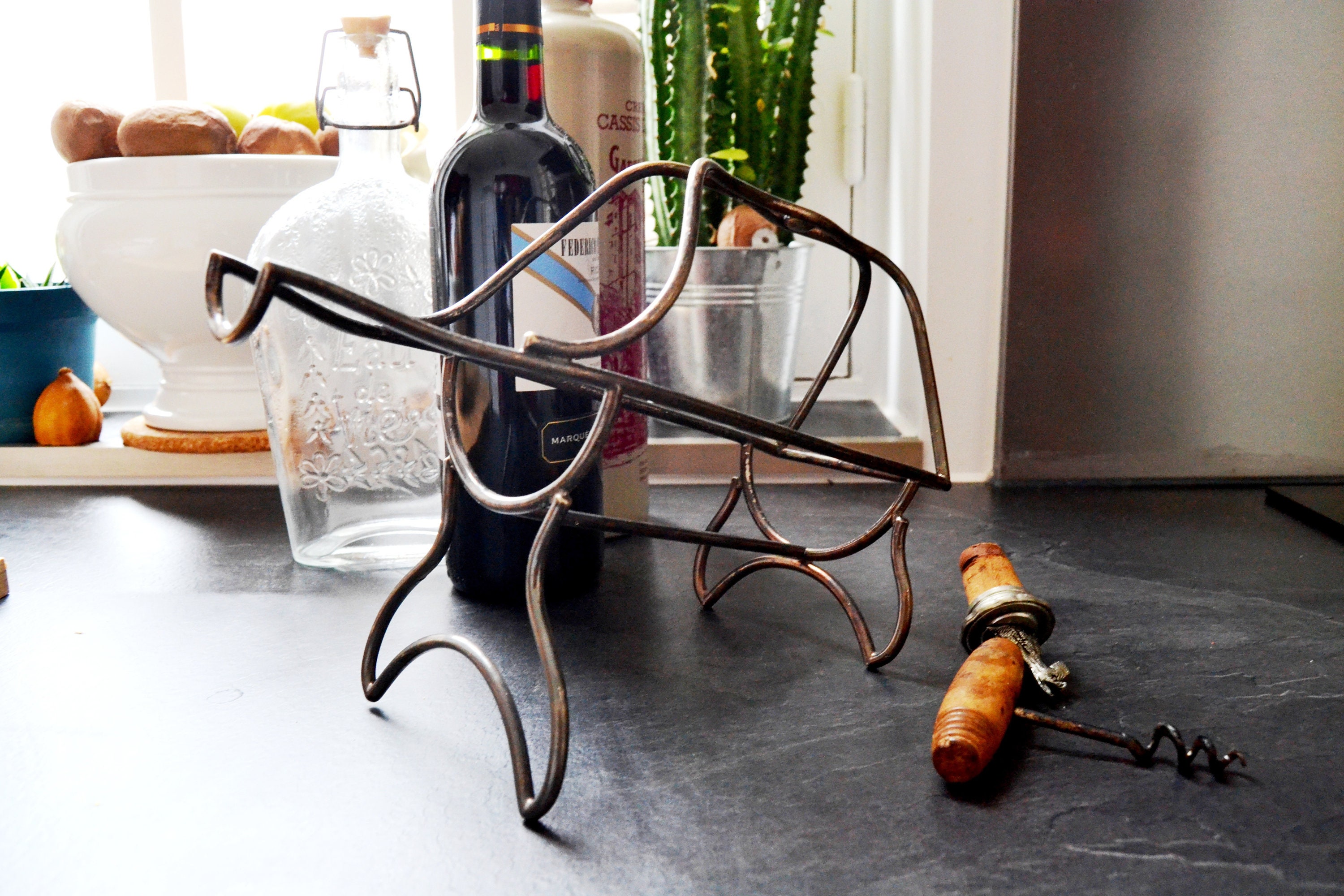 Kitchen & Dining Home & Living Rustic Wine Server Silver Original Color ...