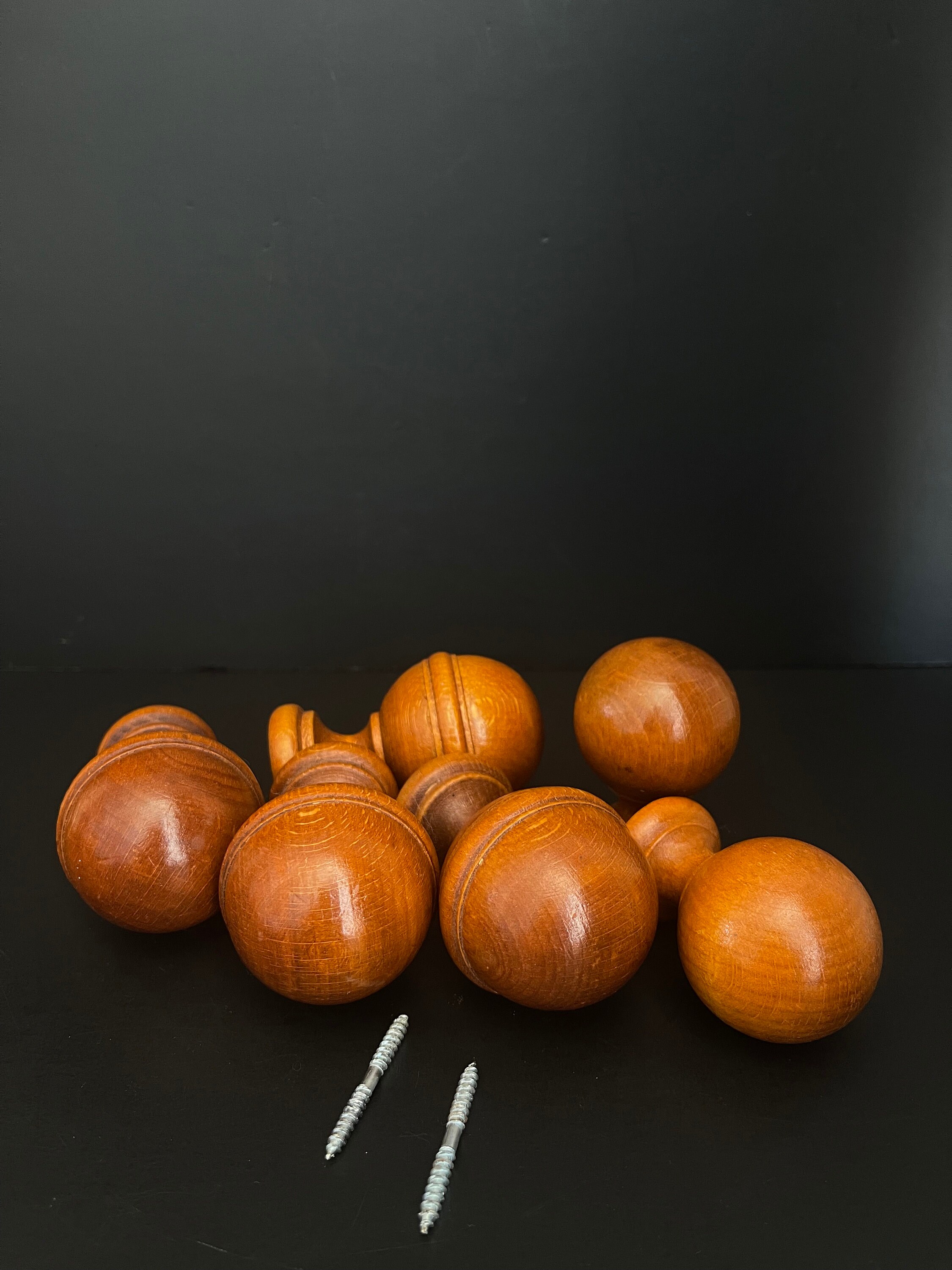 Vintage Wooden Curtain Rod Finials, Perfect Round Curtain Rod Ends ...