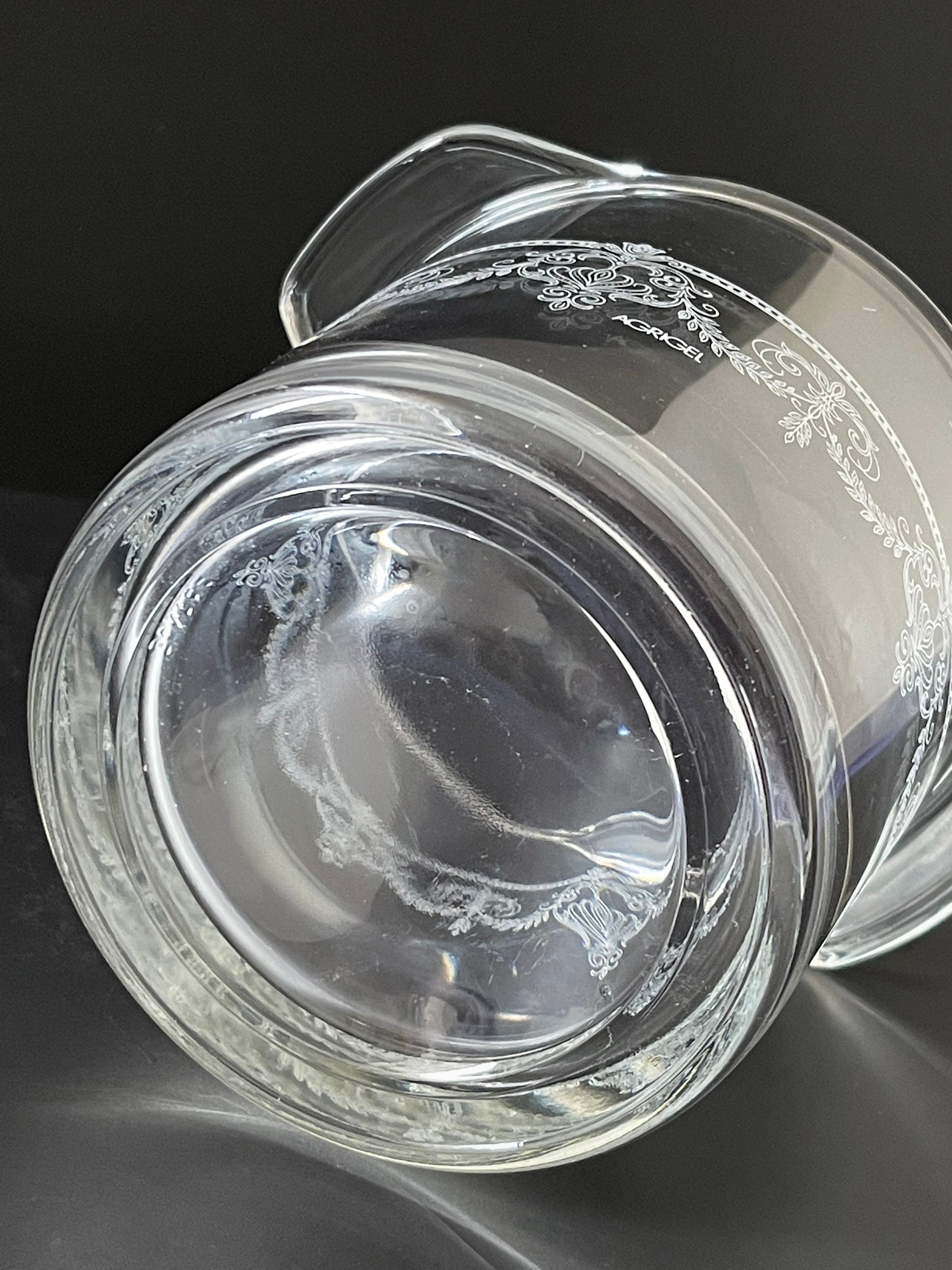 Printed Patterned Clear Glass Ice Bucket Classic Foliage Imprints French Ornate Glass Ice