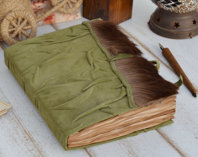Green Vintage Style Genuine Leather Tie Journal - Handmade Fur Writing ...