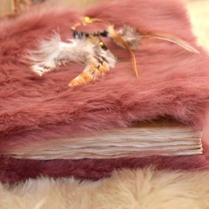 Fur Cover Writing Journal -leather Fluffy Handmade Vintage Style Diary ...