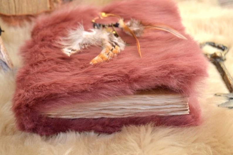 Fur Cover Writing Journal -leather Fluffy Handmade Vintage Style Diary ...