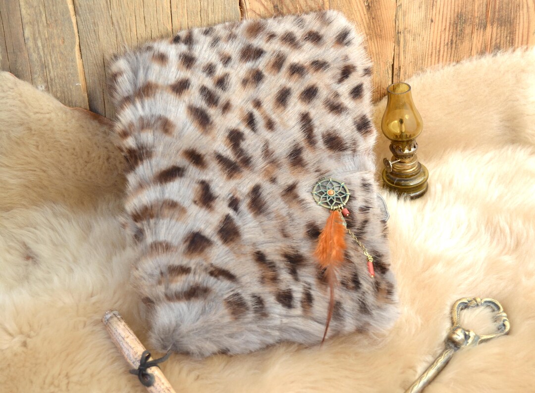 Fur Cover Writing Journal - Fluffy Handmade Vintage Style Diary ...