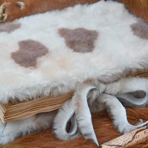Leather Fur Cover Writing Journal - Fluffy Handmade Vintage Style Diary ...