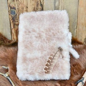 Leather Fur Cover Writing Journal - Fluffy Handmade Vintage Style Diary ...
