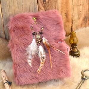 Fur Cover Writing Journal -leather Fluffy Handmade Vintage Style Diary ...