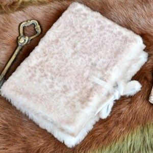 Leather Fur Cover Writing Journal - Fluffy Handmade Vintage Style Diary ...