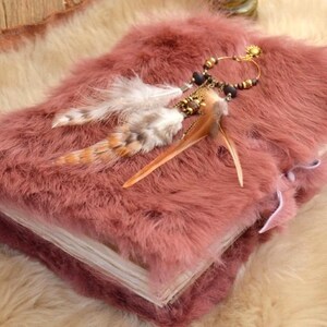 Fur Cover Writing Journal -leather Fluffy Handmade Vintage Style Diary ...