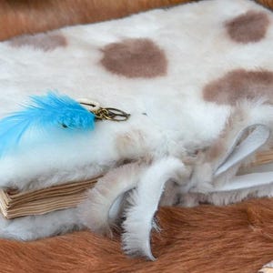 Leather Fur Cover Writing Journal - Fluffy Handmade Vintage Style Diary ...