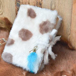 Leather Fur Cover Writing Journal - Fluffy Handmade Vintage Style Diary ...