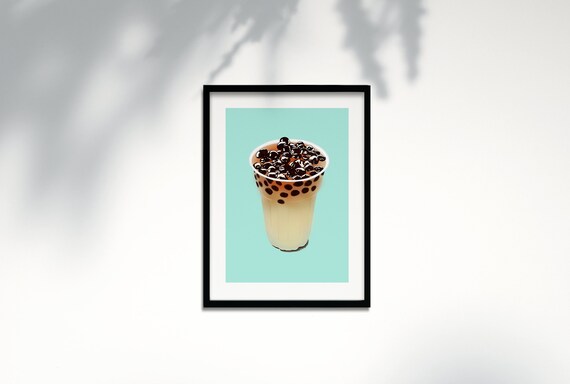 Boba Bubble Tea Art Print Wall Art Digital Food Sketch | Etsy