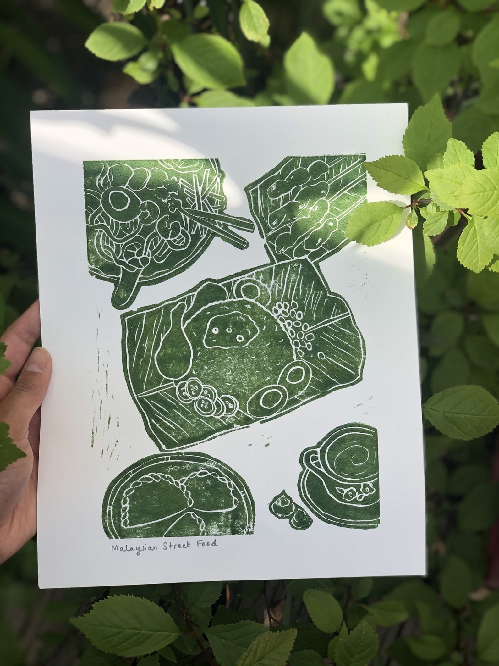Malaysian Street Food Lino Print Handmade Lino Food Sketch - Etsy UK
