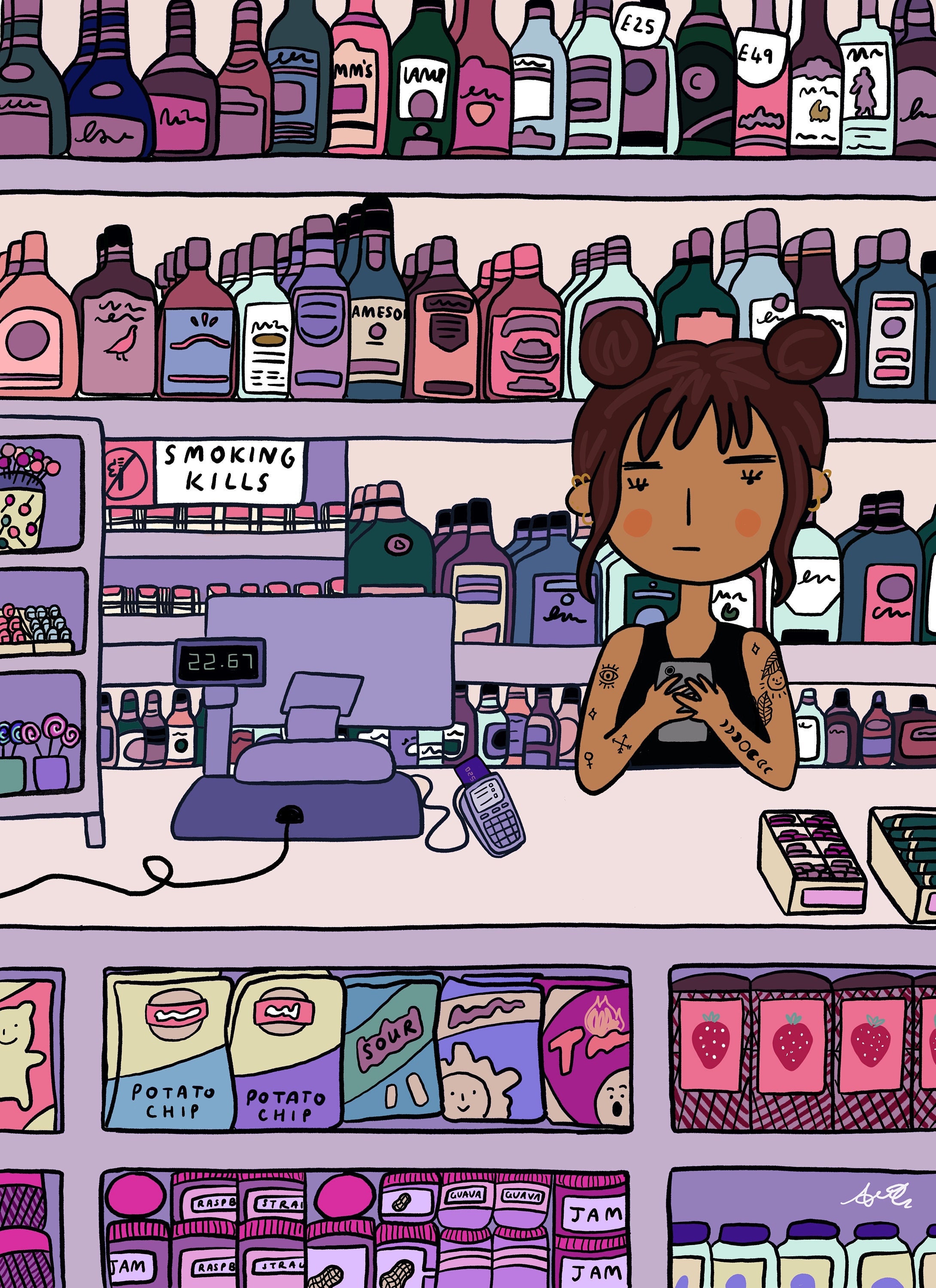 Convenience Store Art Print Anime Shop Illustration Wall Print Digital ...