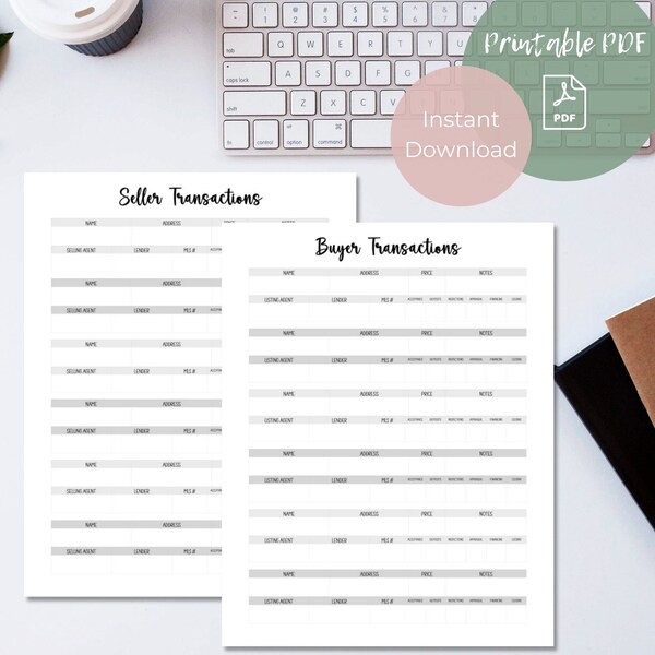 Real Estate Transaction Tracker - Etsy