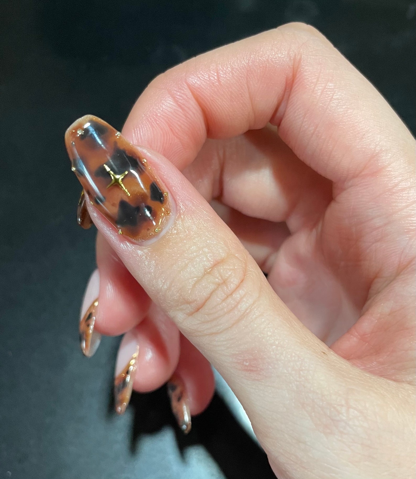 Fall Tortie Nails || Tortoiseshell Inspired Gold Chrome Gel Press on ...