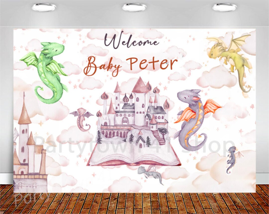 Baby Shower Dragons Backdrop for Baby Shower Party Decorations . Magic ...