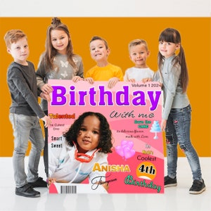 Digital Magazine Girl Photo Birthday Backdrop, Personalized Party ...