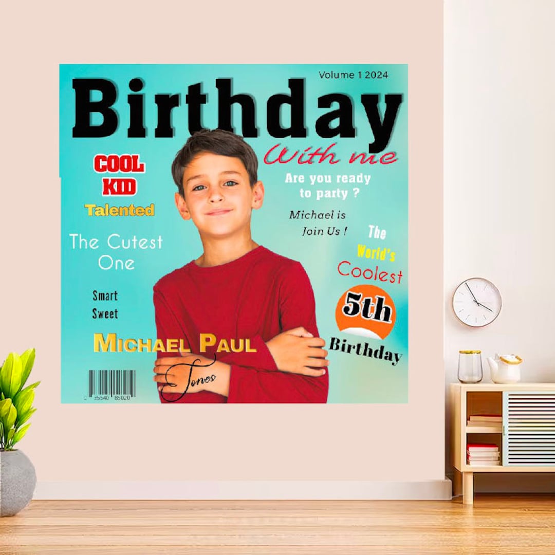 Personalized Magazine Cover Birthday Backdrop, Custom Party Banner ...