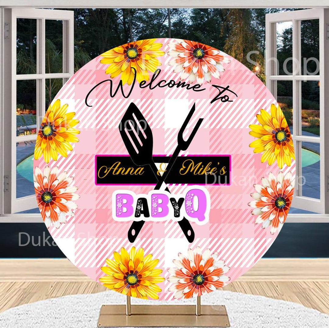Baby-q Baby Shower Theme Fabric Custom Backdrop Birthday Baptism Baby ...