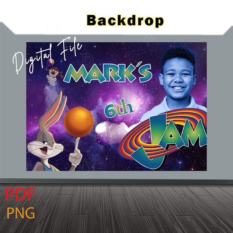 Birthday Jam Backdrop Background Basketball Party Decor / Template ...