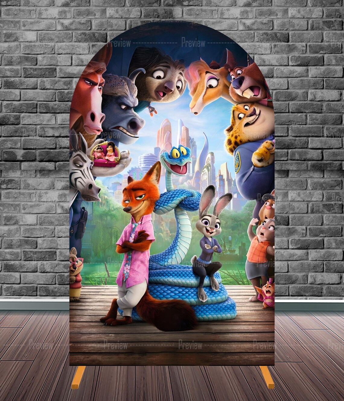 Animal Zoo Tropolis Party Backdrop Nick and Judy Party Decor Double ...