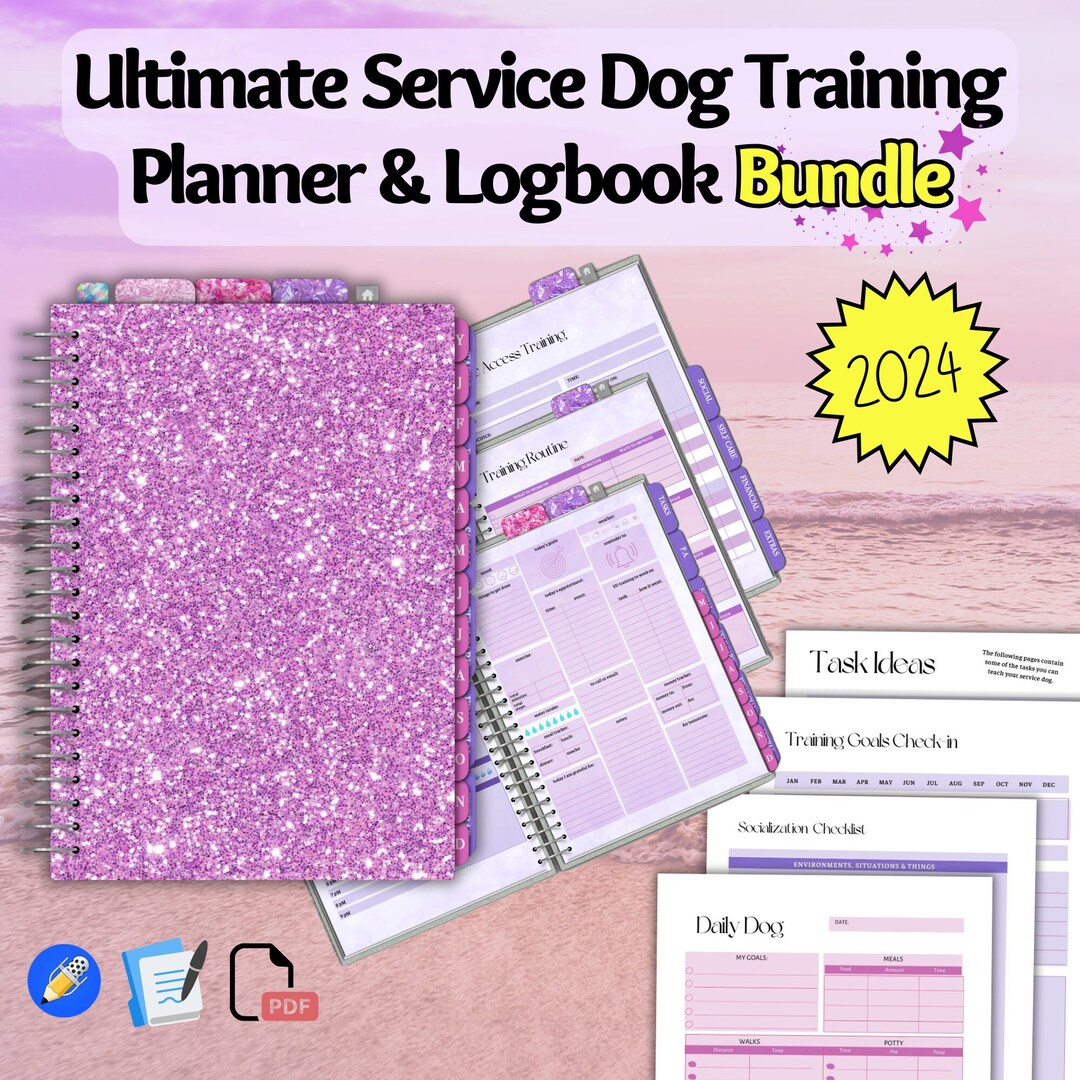 2024 Service Dog Training Guide & Log Bundle Service Dog Owner Training ...