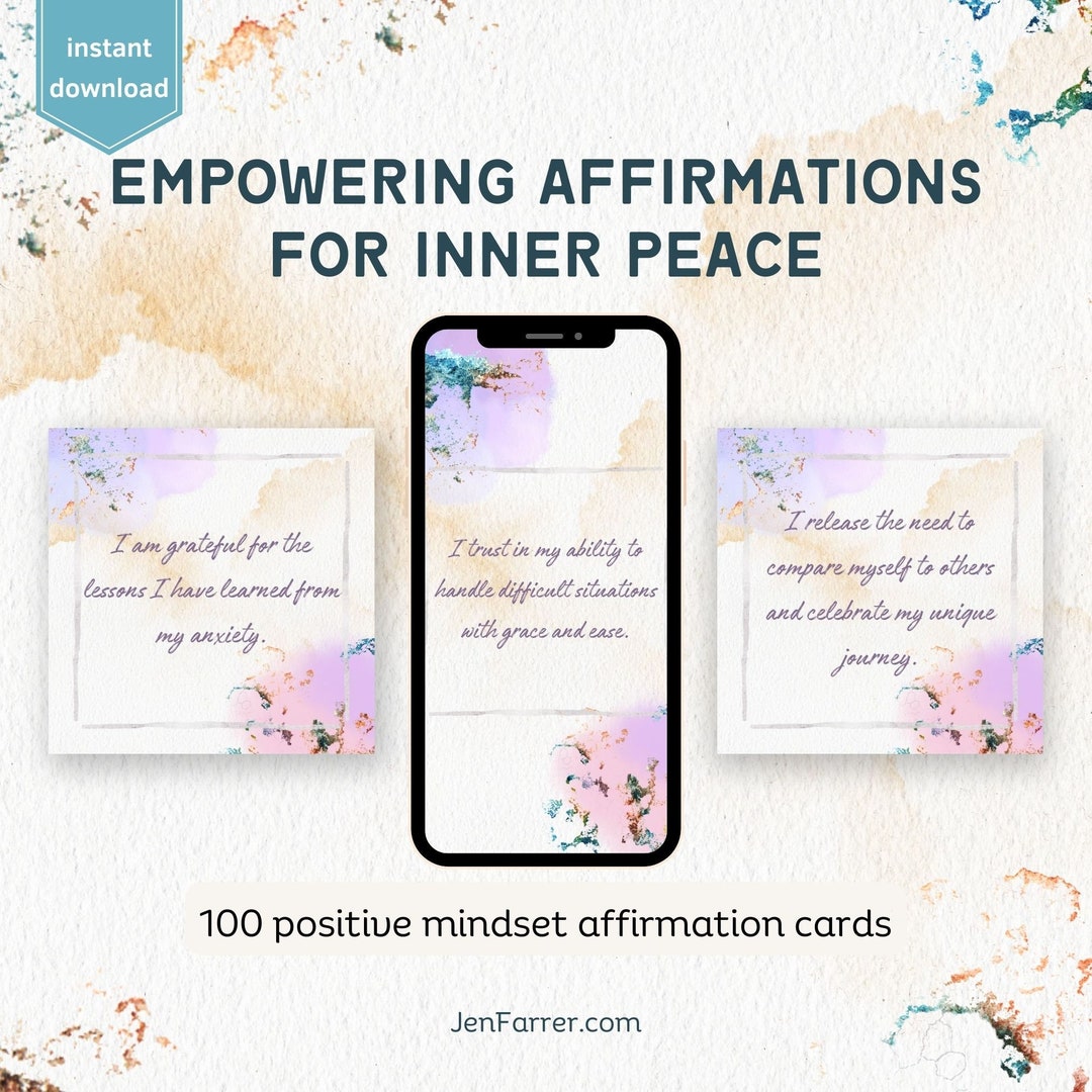 Positive Mindset Affirmation Cards Anti-anxiety Mindset Positive ...