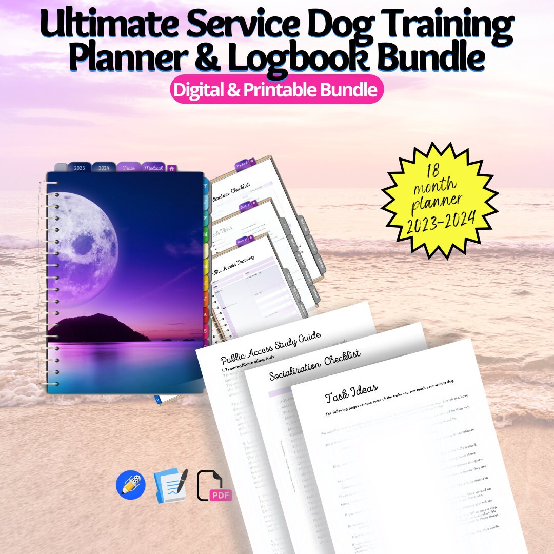 2023 2024 Service Dog Training Planner & Log for Service Dog Handlers ...
